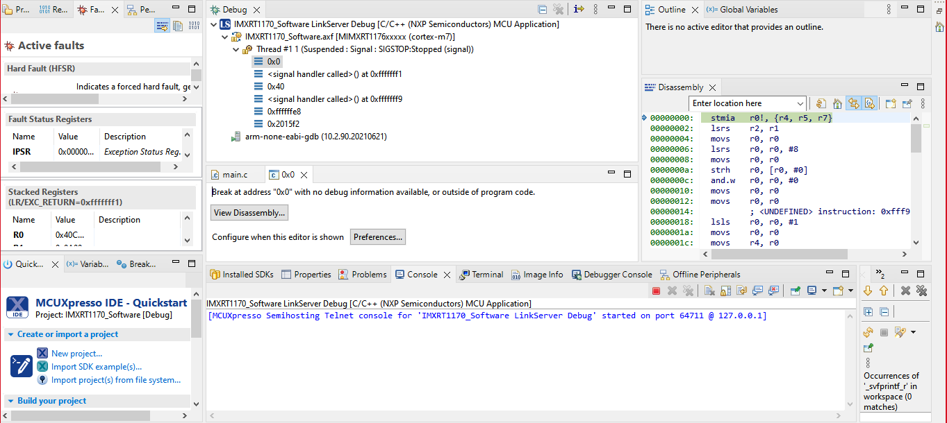 IMXRT1170-EVK Debugging started failing with the message: "Target ...