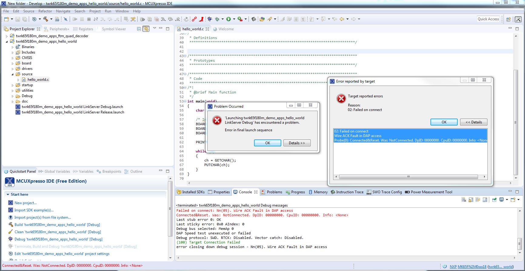 Solved Wire Ack Fault In Dap Access Debugger Wont Run Nxp Community