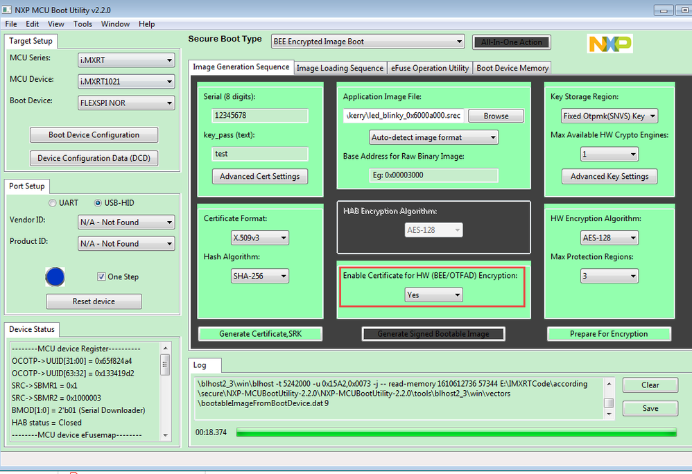 MCU Boot Utility, iMXRT1021, BEE Encryption - boot issue - NXP Community