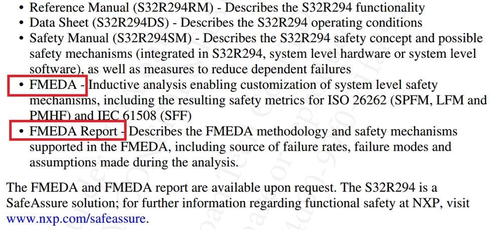 Solved: The FMEDA and FMEDA Report related file of s32r294 - NXP Community