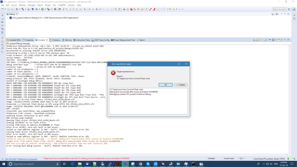 Can not flash LPC1833 with LPC-link 2 - NXP Community