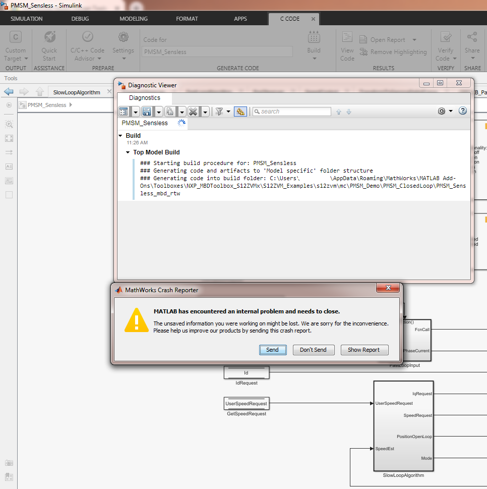 [S12Z Toolbox version 1.4] Example model causes matlab crash - NXP ...
