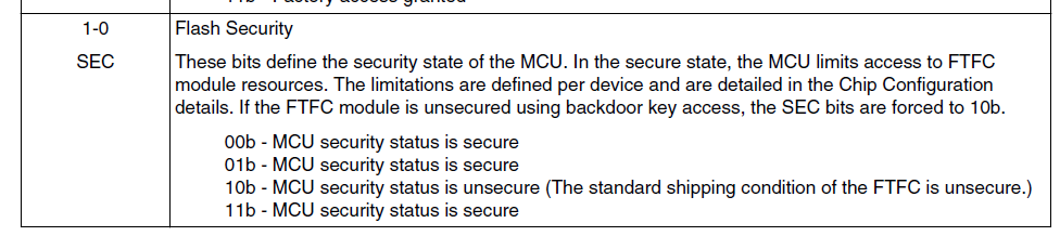 Solved: S32K FSEC[SEC] MCU security question. - NXP Community