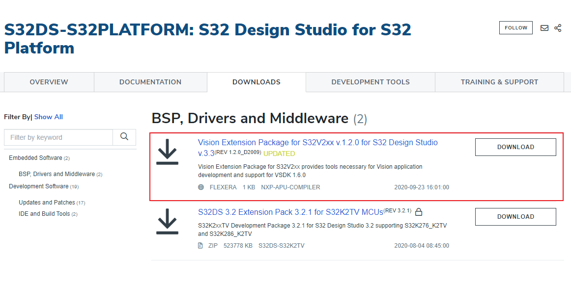 S32 Design Studio 3.3 - Vision Extension Package for S32V234 1.2.0 ...