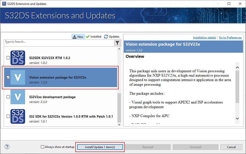 S32 Design Studio 3.3 - Vision Extension Package for S32V234 1.2.0 ...