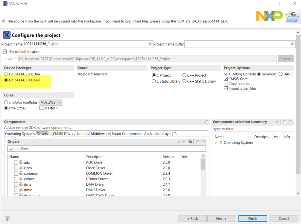 LPC54114 WLCSP49 型號設定 - NXP Community