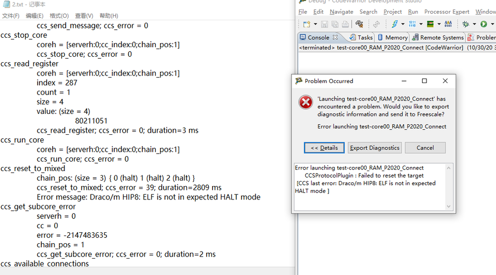 Failed to reset the target CCS last error: Draco/m HIP8: ELF is not in expected - NXP Community