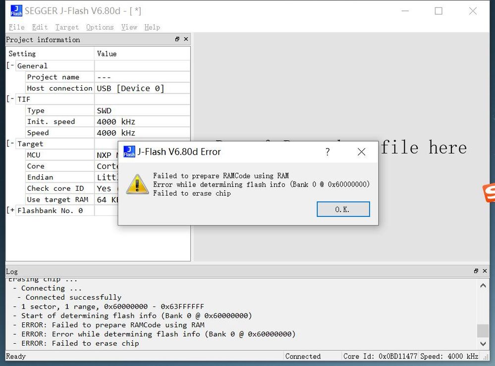Re: J-Link fail to erase or program RT1062 - NXP Community