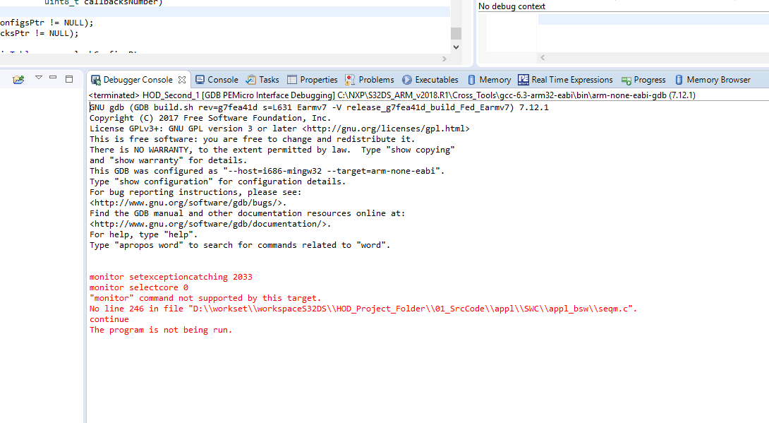 Solved: "monitor" command not supported by this target. - NXP Community