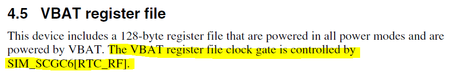 Solved: Kinetis KL82: Cannot access VBAT register - NXP Community