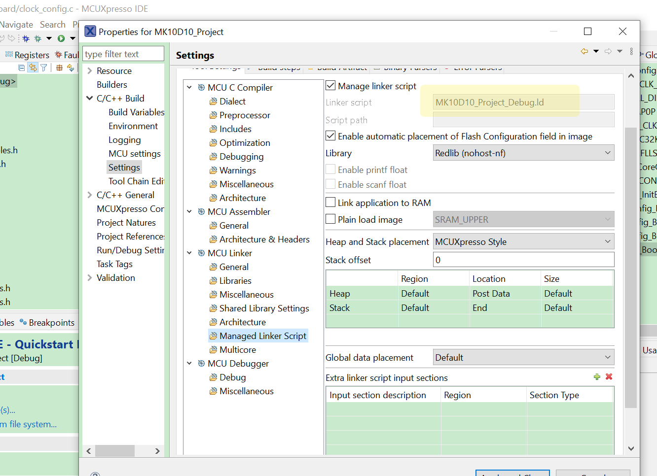 Solved: MCuXpresso Linker issue:" Error while creating linker script for project.." - NXP Community