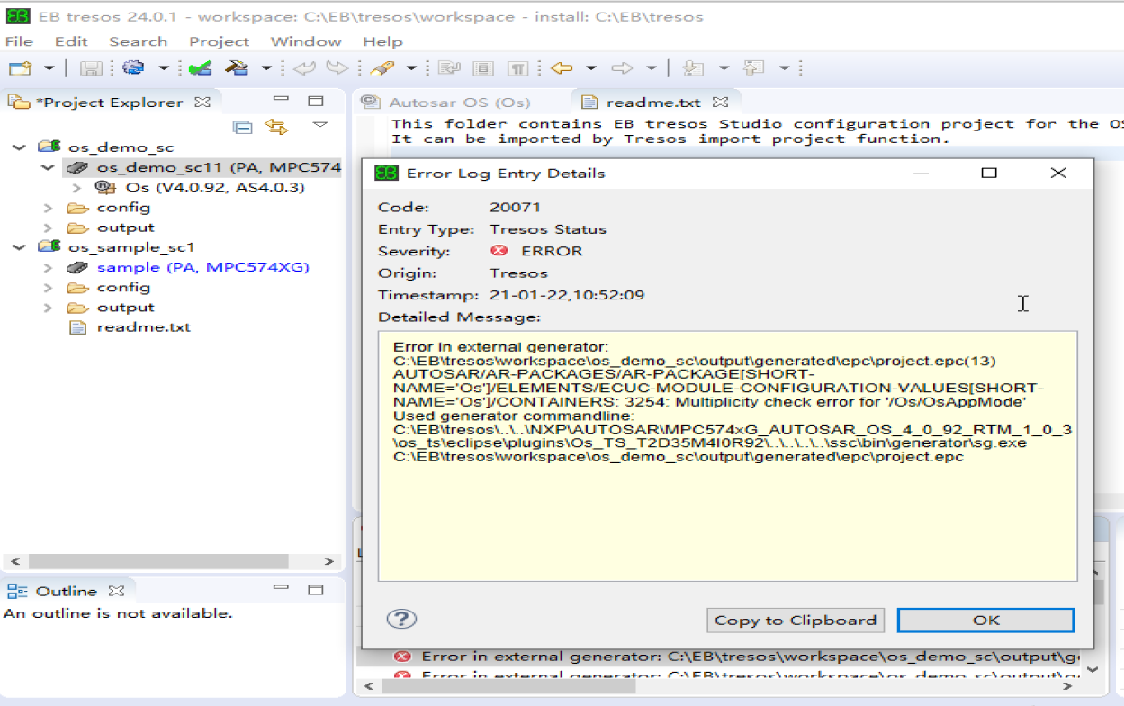 How to fix a bug in EB Tresos software configuration with AUTOSAR_OS ...