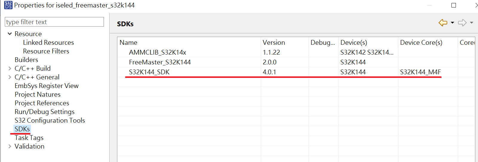 ISELED SDK 4.0.1 example show SDK S32K144_SDK_4.0.0_PATH is not found ...