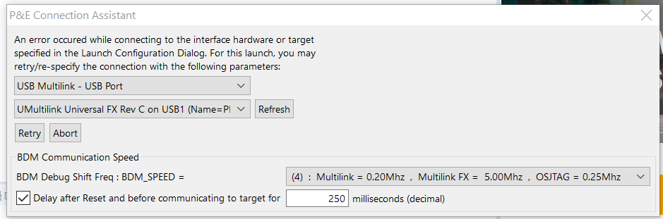 P&E Connection Assistant Error - NXP Community