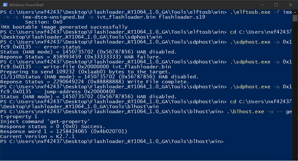Solved: Re: Communciating with RT1064 Flashloader (from MCUXpresso) - NXP Community
