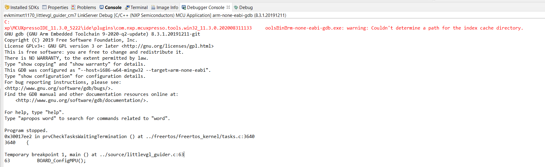warning: Couldn't determine a path for the index cache directory - NXP Community
