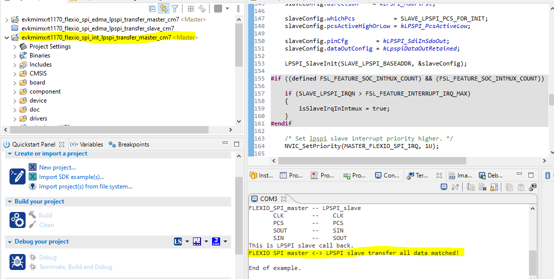 facing problem while executing the "flexio_spi_master_edma_lpspi_slave" examp - NXP Community