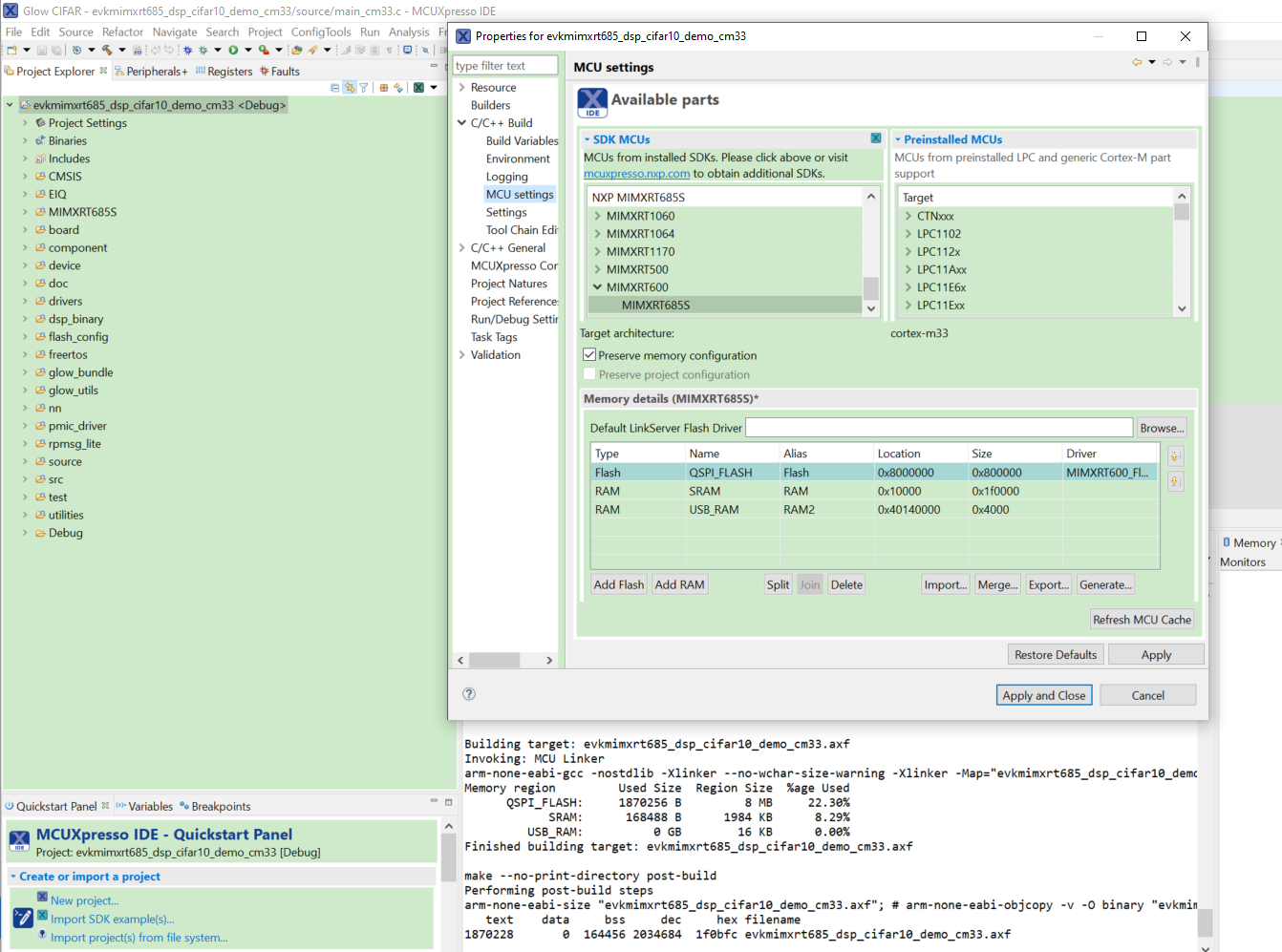 Solved: EVK-MIMXRT685 eIQ Glow for RT685 Lab CIFAR-10 example build error - NXP Community