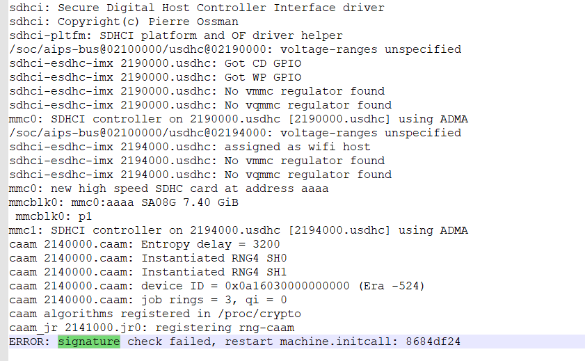 Secure Boot with HAB: system hang during booting kernel when 'No HAB ...