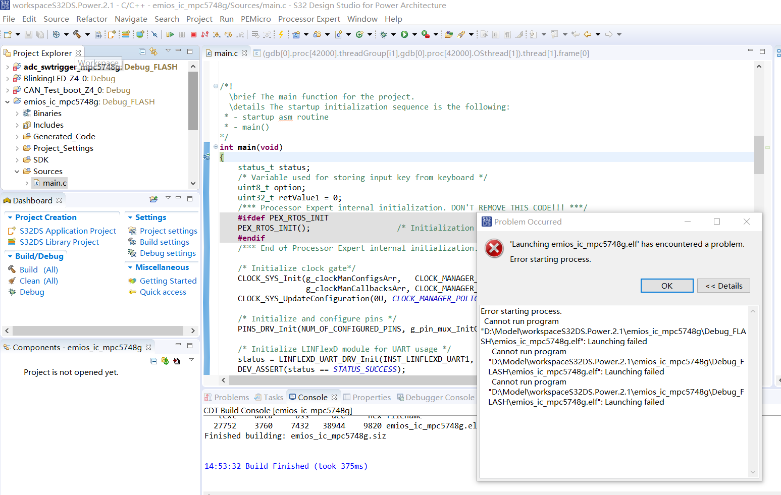 Error starting process. - NXP Community