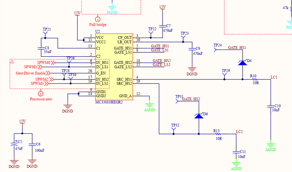 MC33883 Full H-bridge driver high side gate outputs stay high - NXP ...