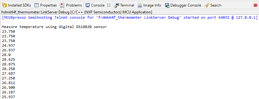 Measuring temperature using digital sensor DS18B20 and Arduino Multifunction Shield on FRDM K64F ...
