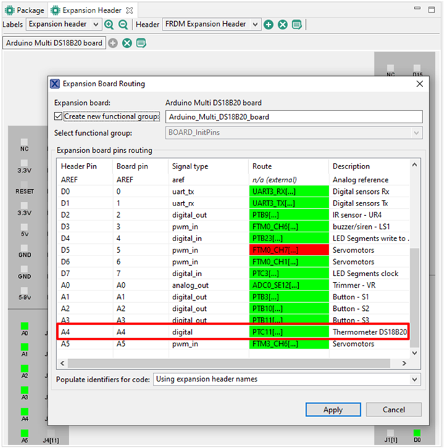 Measuring temperature using digital sensor DS18B20 and Arduino Multifunction Shield on FRDM K64F ...