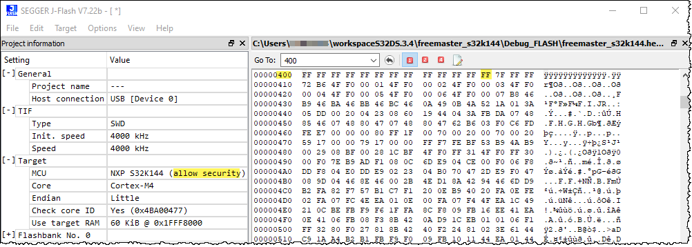 In S32k144 Cant Write FSEC, SEC bits using J-LINK - NXP Community