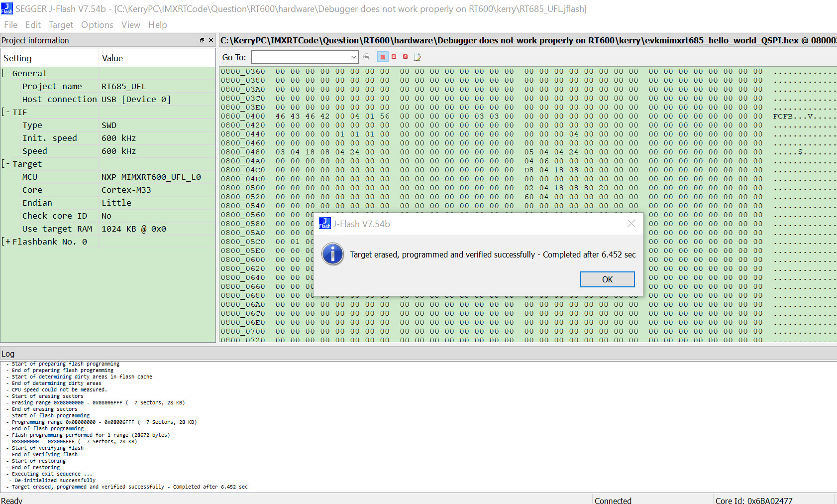 RT600 MCUXpresso JLINK debug QSPI flash - NXP Community
