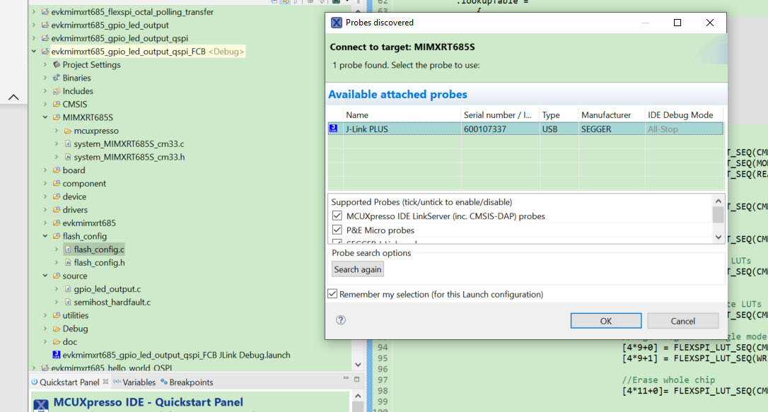 RT600 MCUXpresso JLINK debug QSPI flash - NXP Community