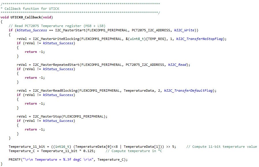 PCT2075 - Temperature data streaming using UTICK timer on the LPC55S06 ...