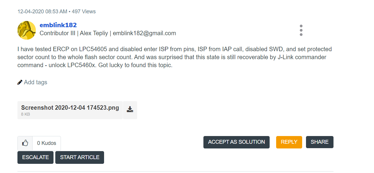 LPC5460x ECRP Lockout - NXP Community