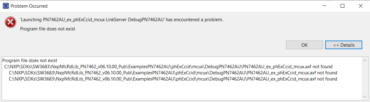 SW3683 example projects: .axf file not found - NXP Community