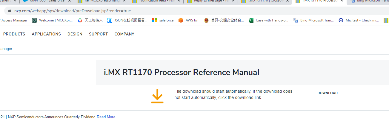 Can't access RT 1170 datasheets - NXP Community
