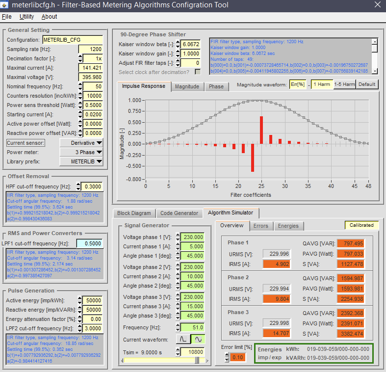 Metering algorithm configuration tool derivative current sensor - NXP ...
