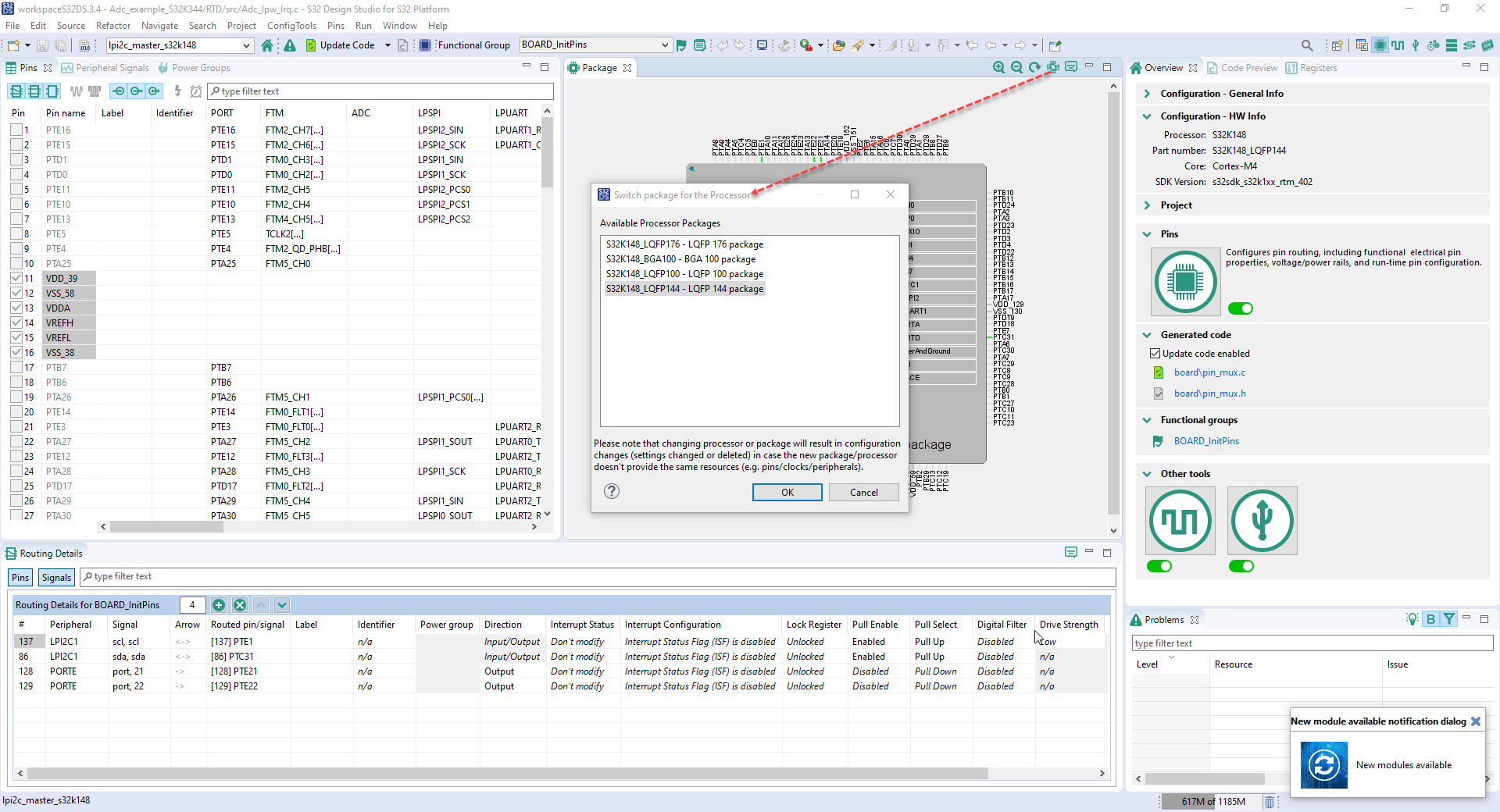 Solved: How to change device package for existing project? - NXP Community