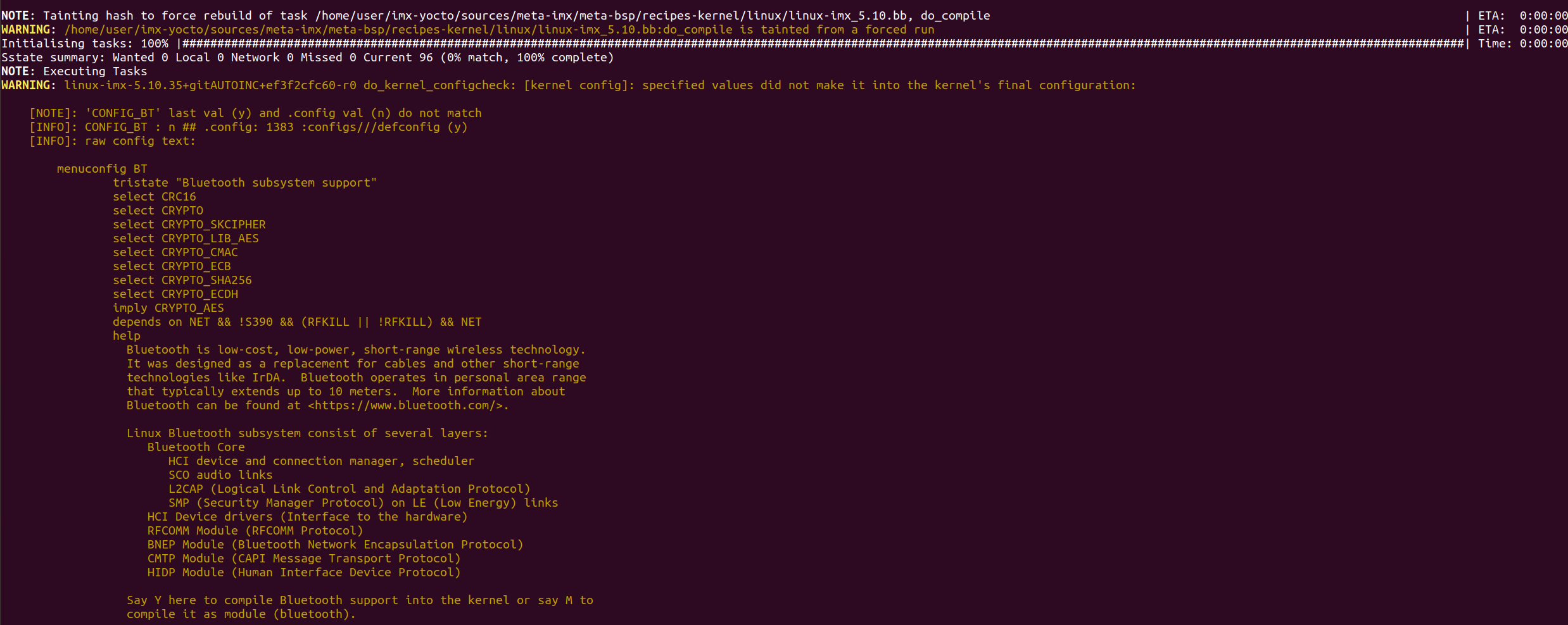Bitbake warning about Mismatch .config value and defconfig during ...