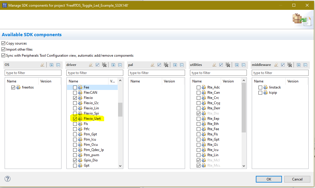 S32Design Studio Error when adding Flexio_Uart driver - NXP Community