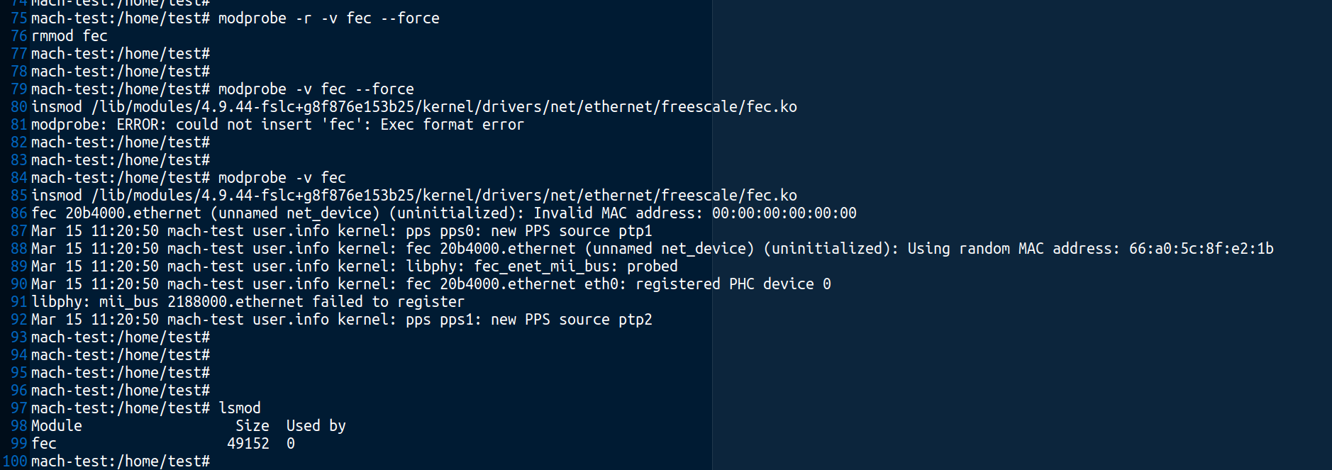 Crashing the kernel when load Ethernet FEC Module driver again. - NXP ...