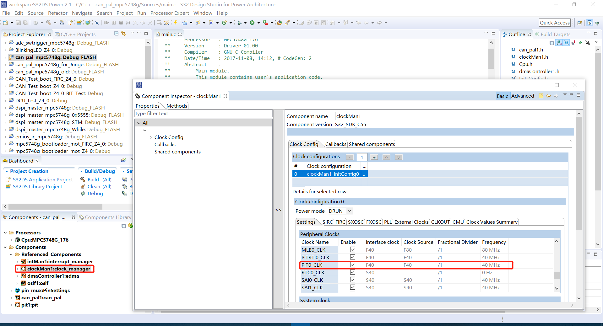 How to configure the PIT clock source by clock manager? - NXP Community