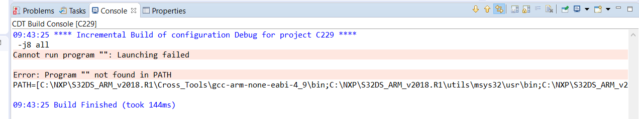 Ld error: Cannot run program "": Launching failed C/C++ Problem - NXP Community
