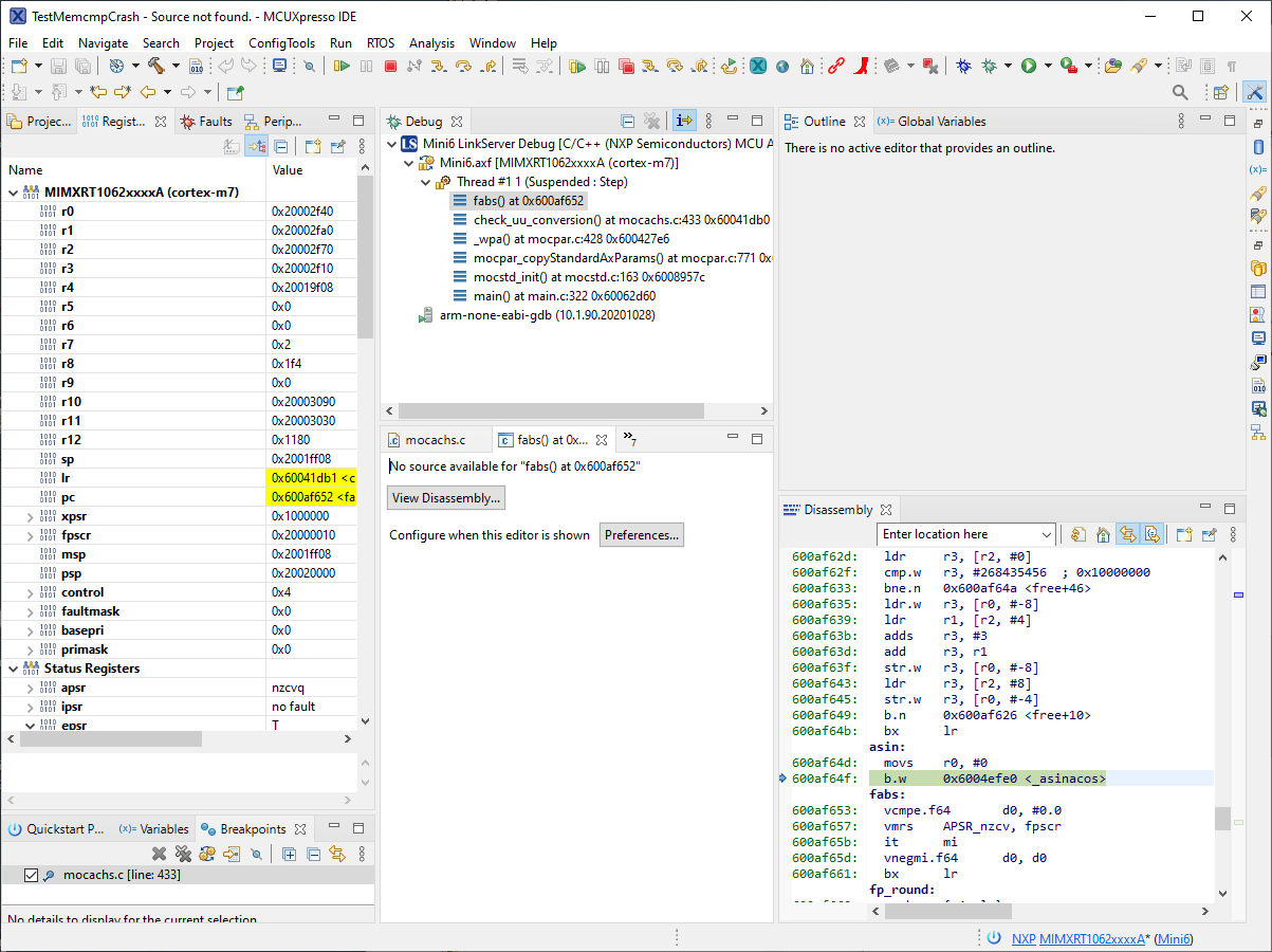 Failure on BX LR istruction in redlib - NXP Community