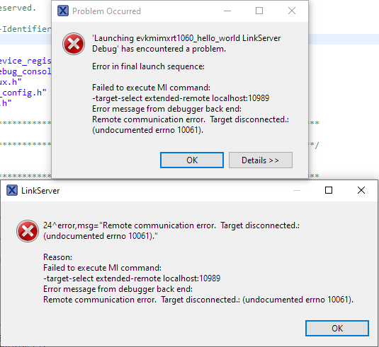 Unable to open probe index 1 - NXP Community