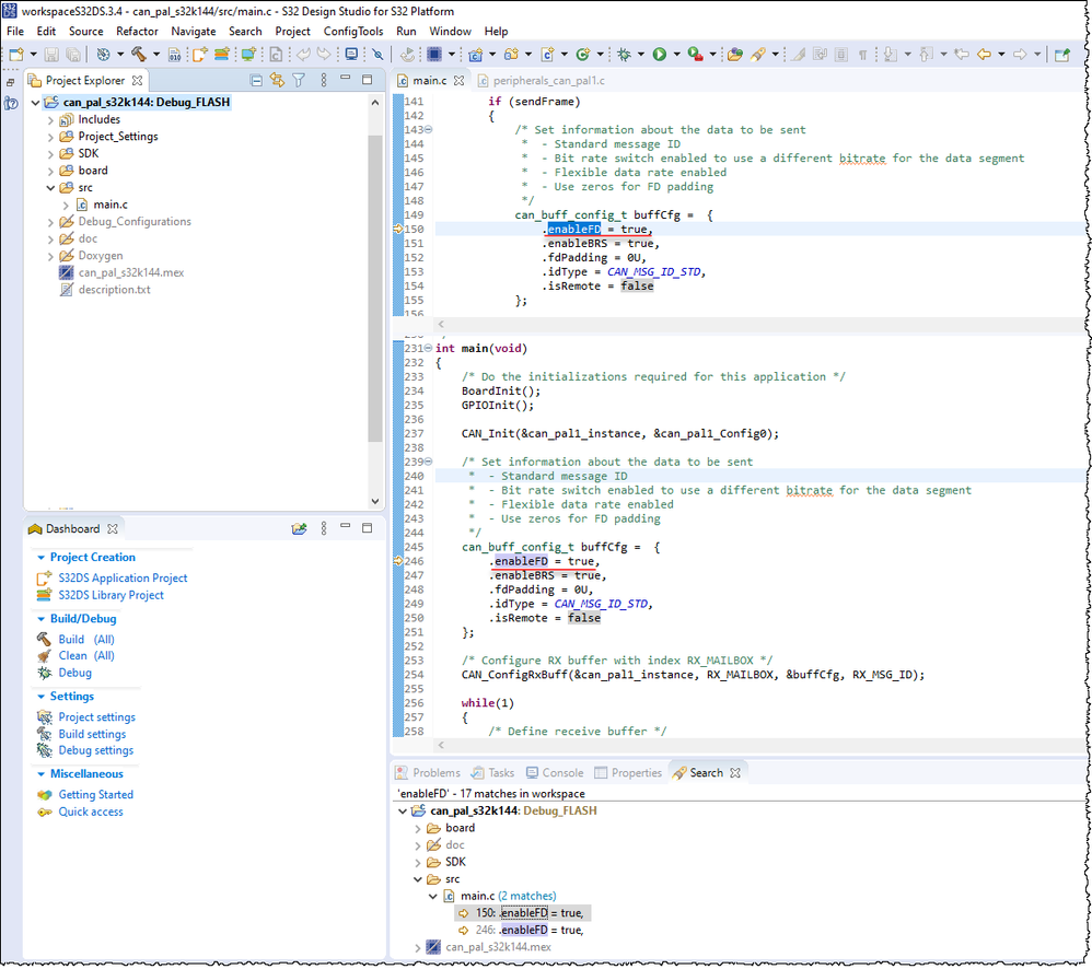 CAN PAL CANFD code conversion to normal CAN in s32k144evb CAN pal ...