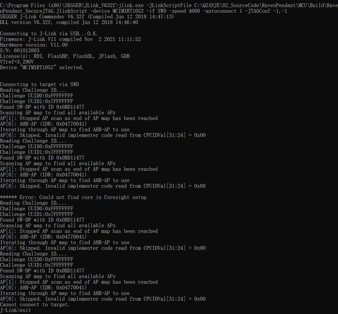 Solved: Re: How to debug iMX.RT105x with SWD interface after ...