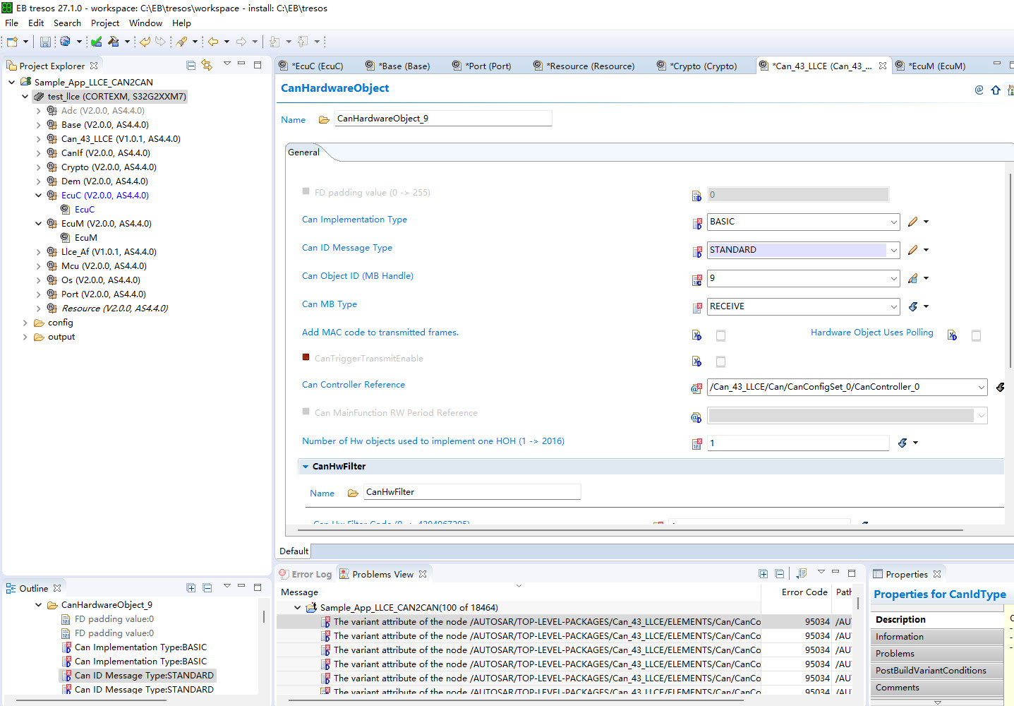 when I disable EcucPostBuildVariants in EB tresos, many errors occur ...