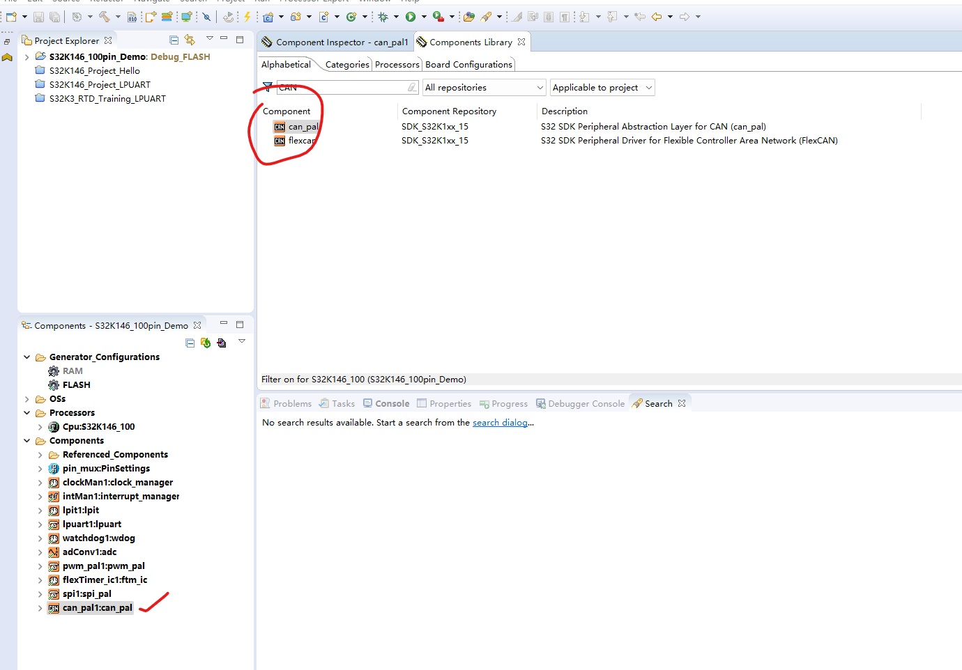 Solved: No CAN module listed in Components Library for S32K146 - NXP Community