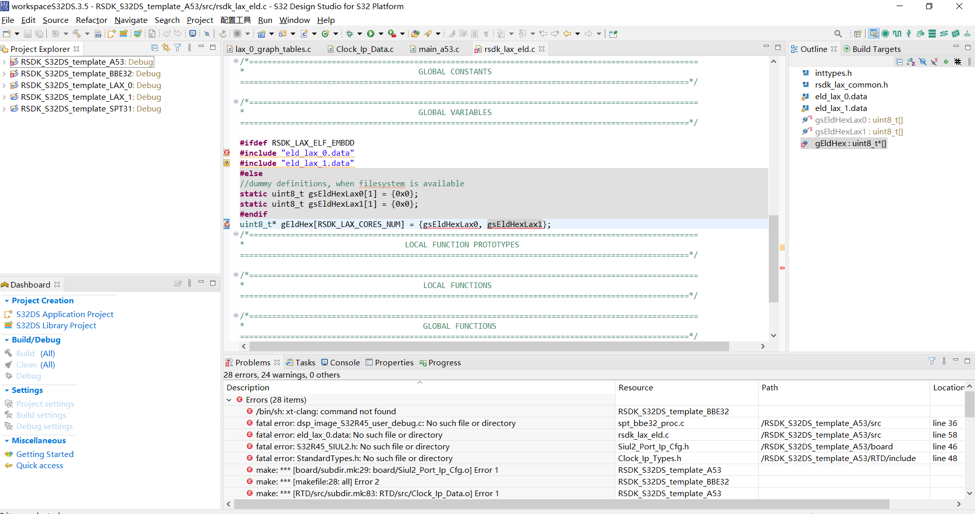 How To Solve The Build Errors about Create New Project from Example ‘RSDK_S32DS_template’ - NXP ...