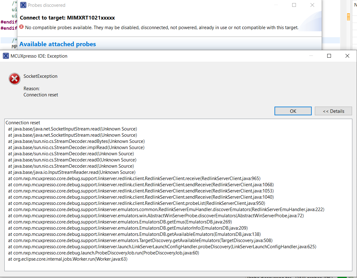 iMXRT1020 EVK Debug SocketException - NXP Community