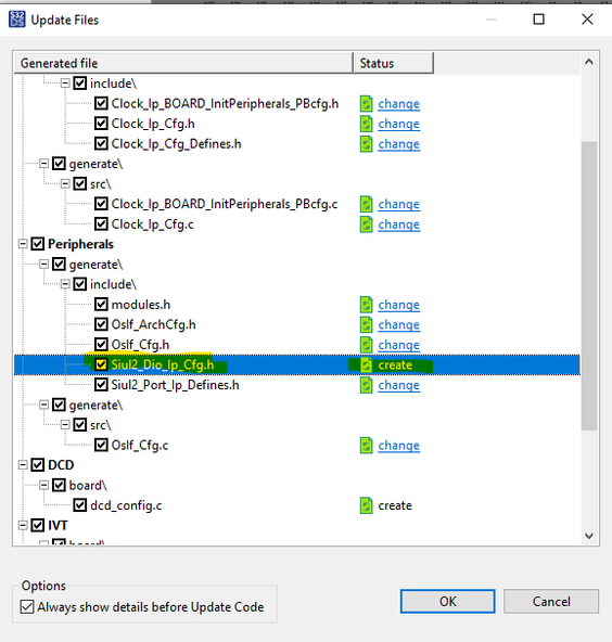 How could i generate Siul_Dio_Ip_Cfg.h in S32G-VNP-RDB2 RGB LED example ...